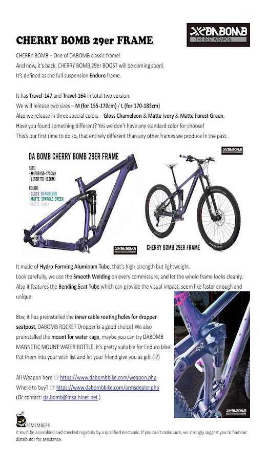 DA BOMB Bikes: Extreme MTB Frames & Components