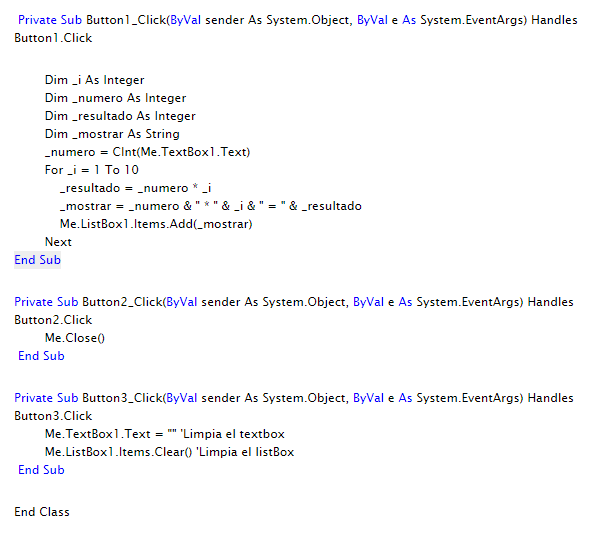 Ejemplos del Ciclo FOR