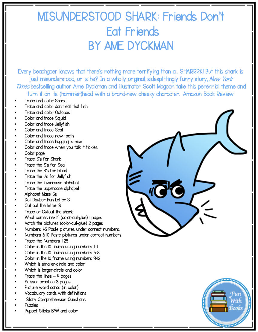 MISUNDERSTOOD SHARK: FRIENDS DON'T EAT FRIENDS BOOK UNIT ~ Book Units ...