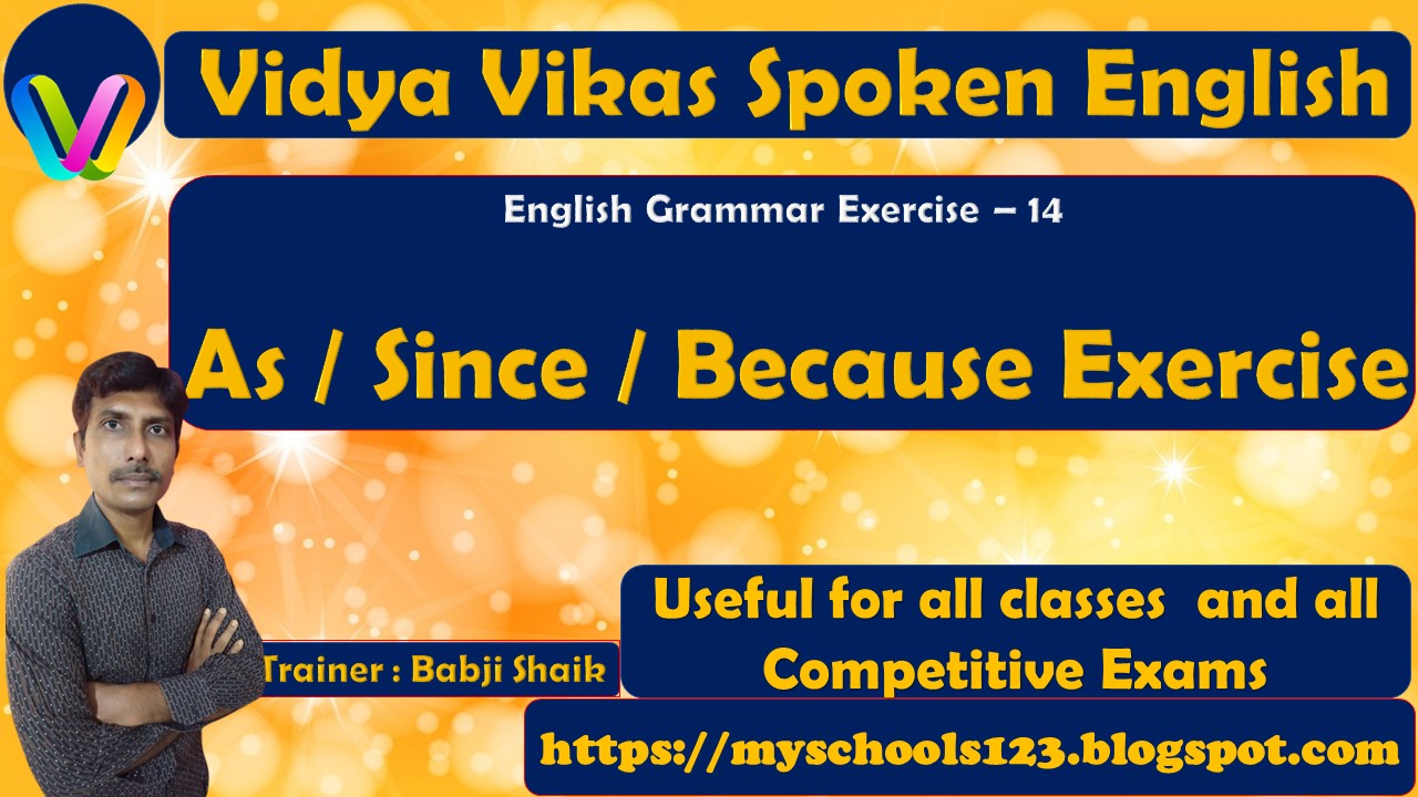 As / Since / Because Exercise | English Grammar Exercise - 14 - English ...