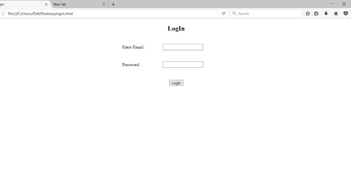 Simple HTML LogIn form in table