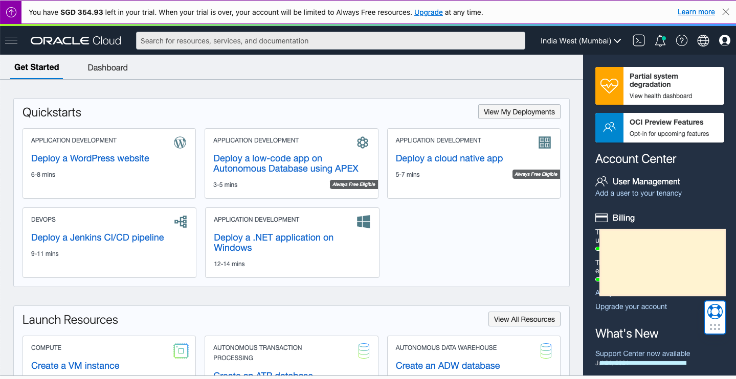 STEP 1 : S ign in to your Oracle Cloud Free Tier Account.
