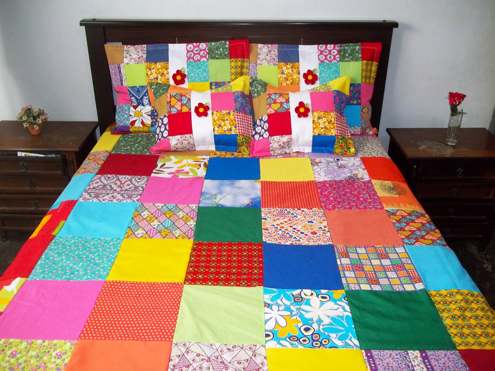 ~♥~ Fuxicos e Retalhos ~♥~: Colcha de Retalhos Casal 07 Pçs Colcha ...