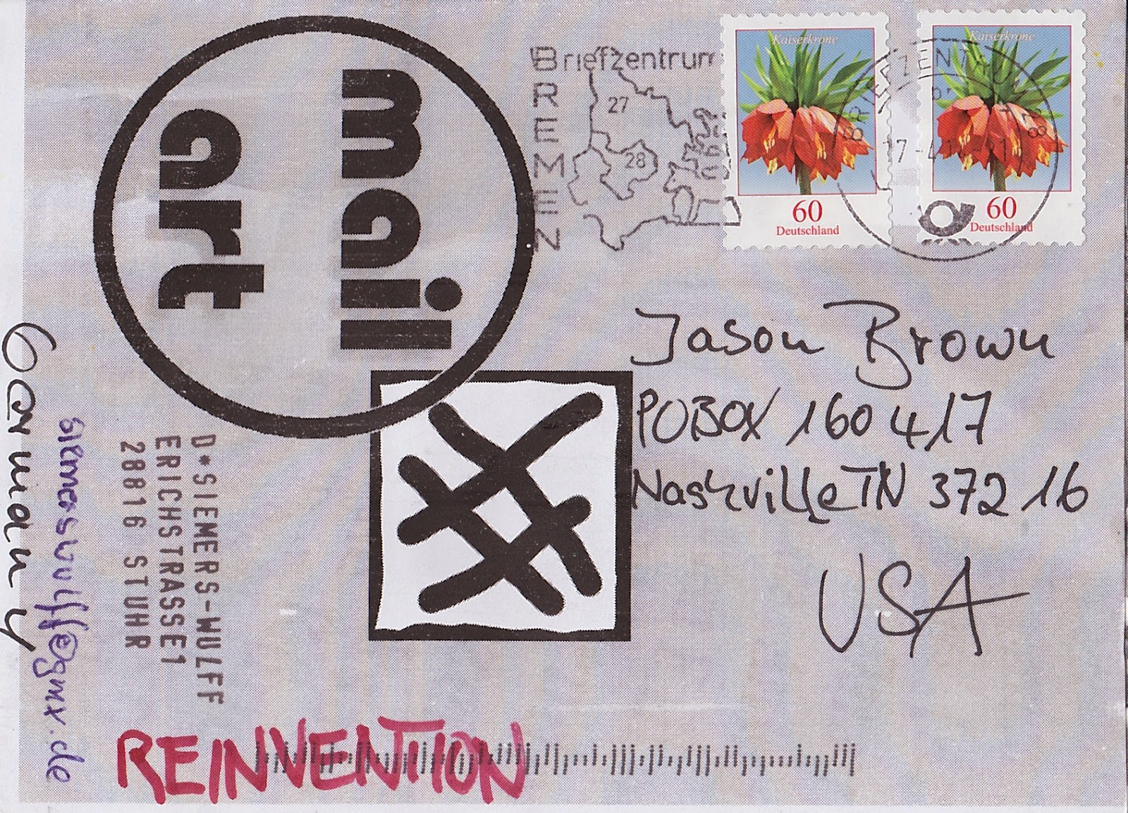 Reinvention : A Mail Art Project: PAGE 12 : Jessica Voorsanger, Dorian ...