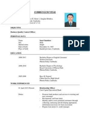 Curriculum Vitae Khmer - Birthday Letter