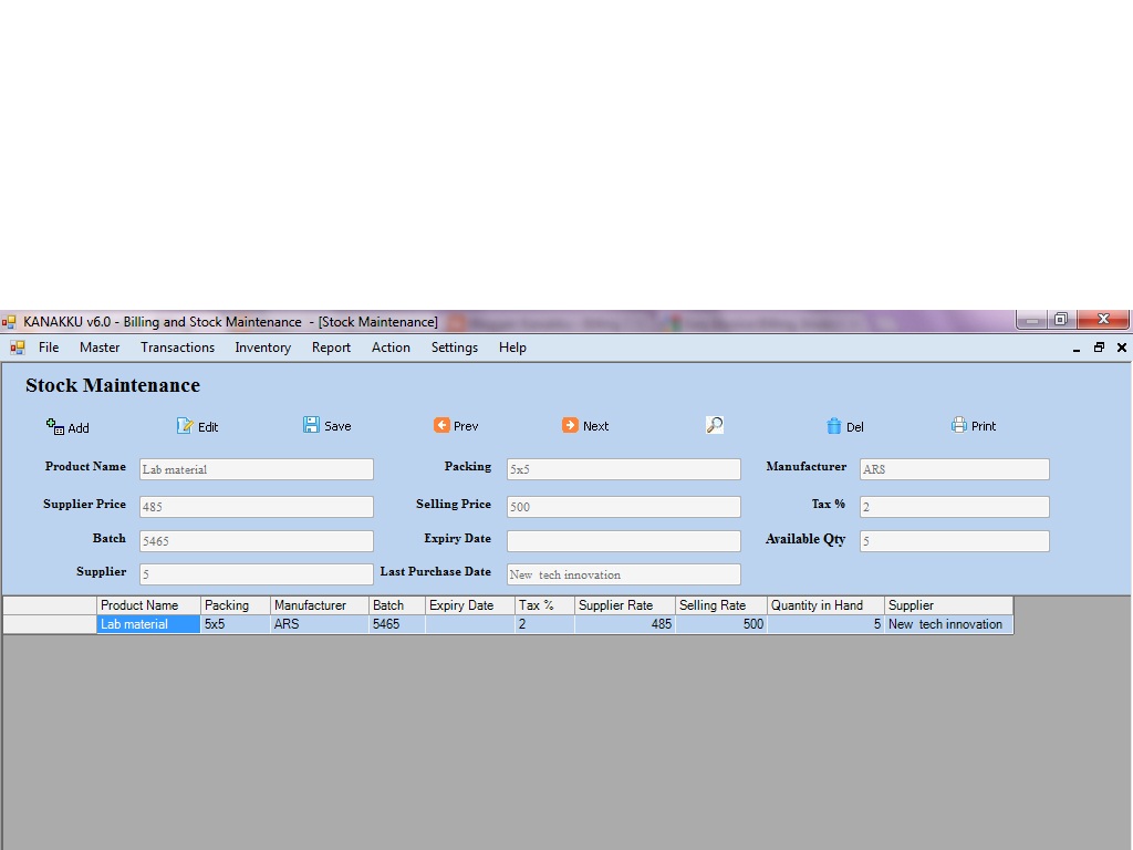 Kanakku - Billing & Stock maintenance
