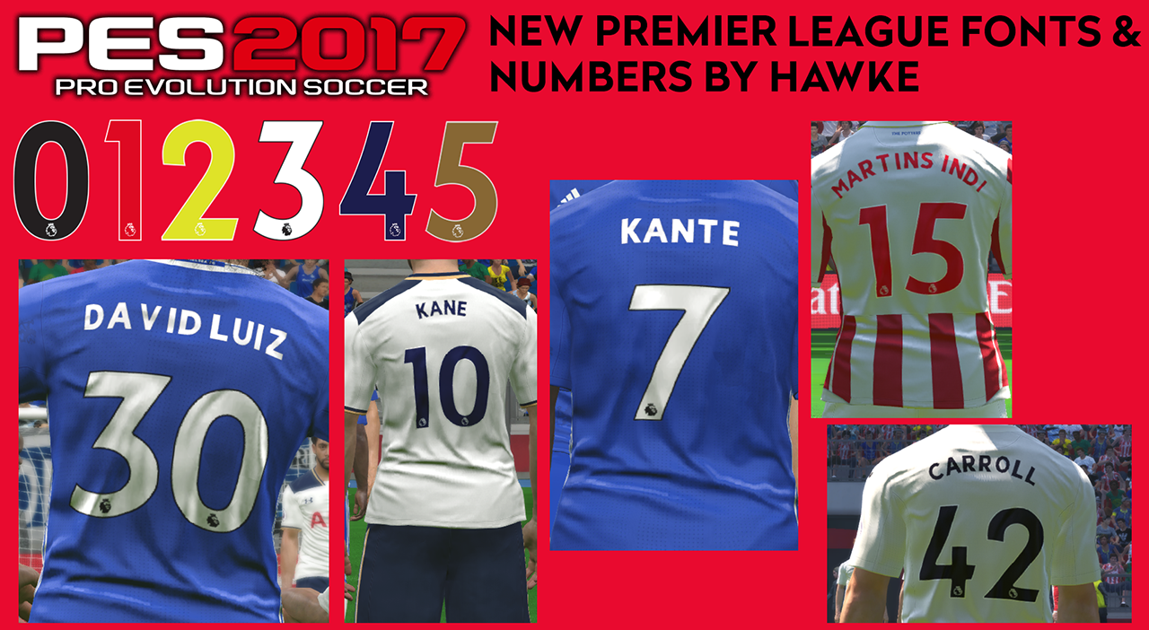 pes-modif: PES 2017 New Premier League Fonts and Numbers by Hawke