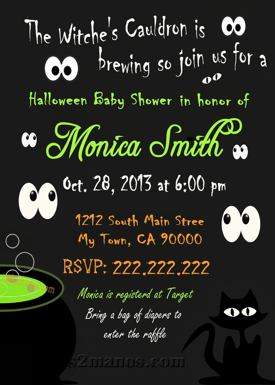 Mis 2 Manos Made By My Hands Halloween Baby Shower Invitation Mis 2 Manos Made By My Hands Halloween Baby Shower Invitation