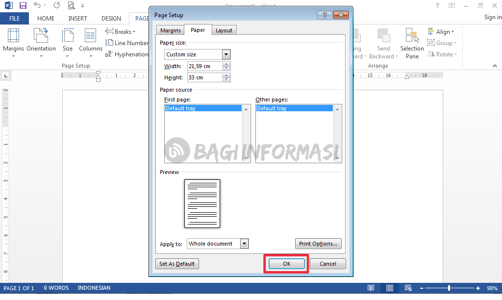 Cara Mudah Mengatur Ukuran Kertas F4 di Word - Bagiinformasi