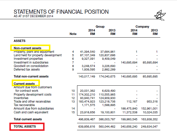 Statements of Financial Position - Investment