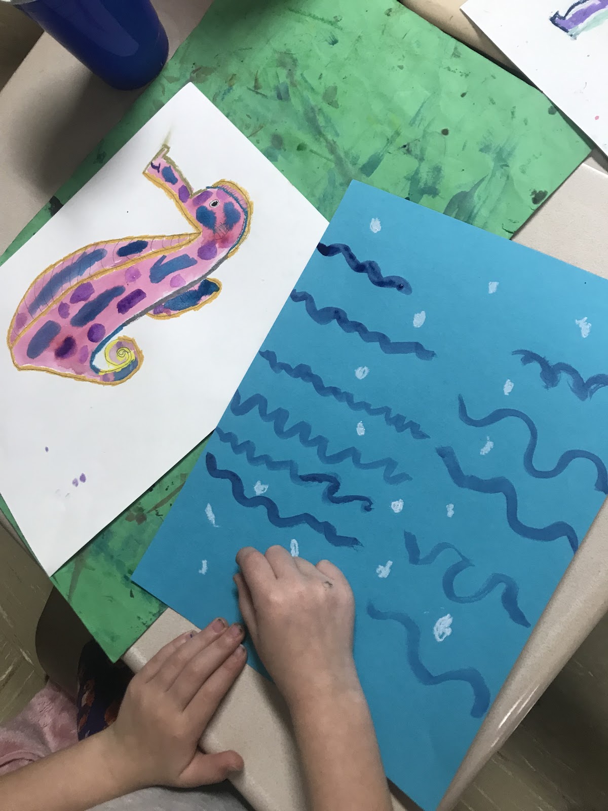Elements of the Art Room: 1st grade Eric Carle inspired seahorses