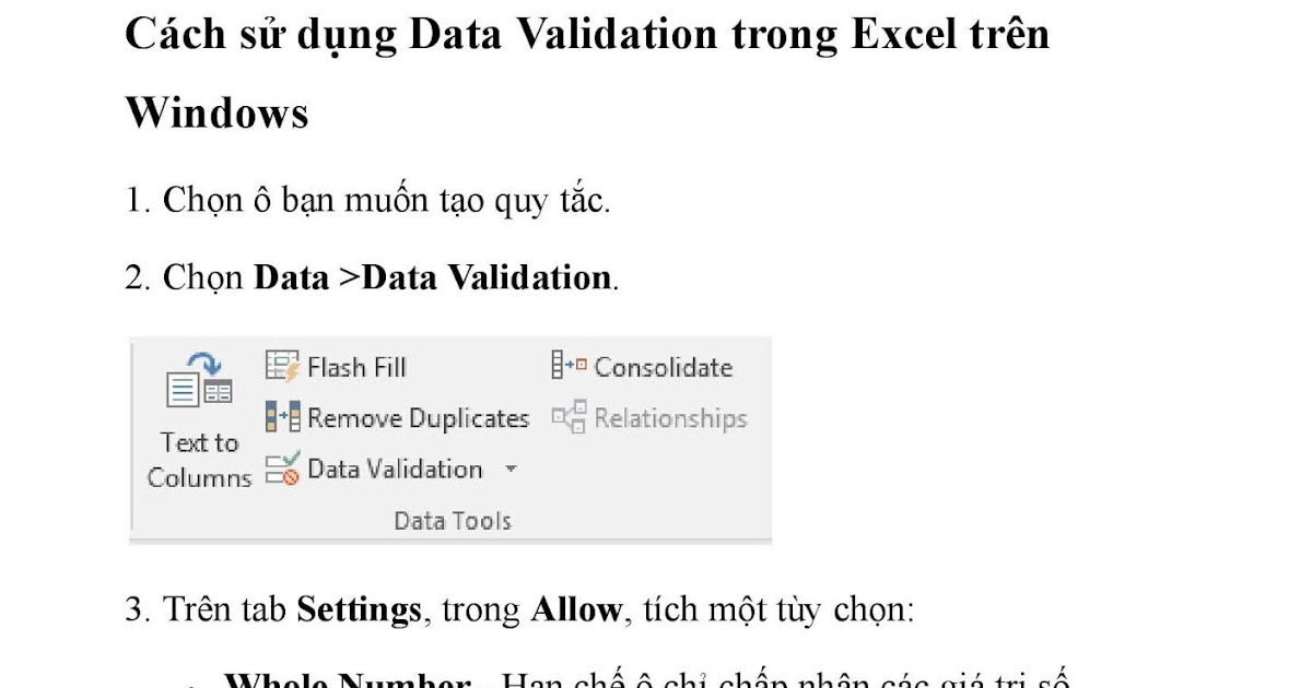 Bài 10 Cách sử dụng Data Validation trong Excel - Tài liệu học excel từ ...