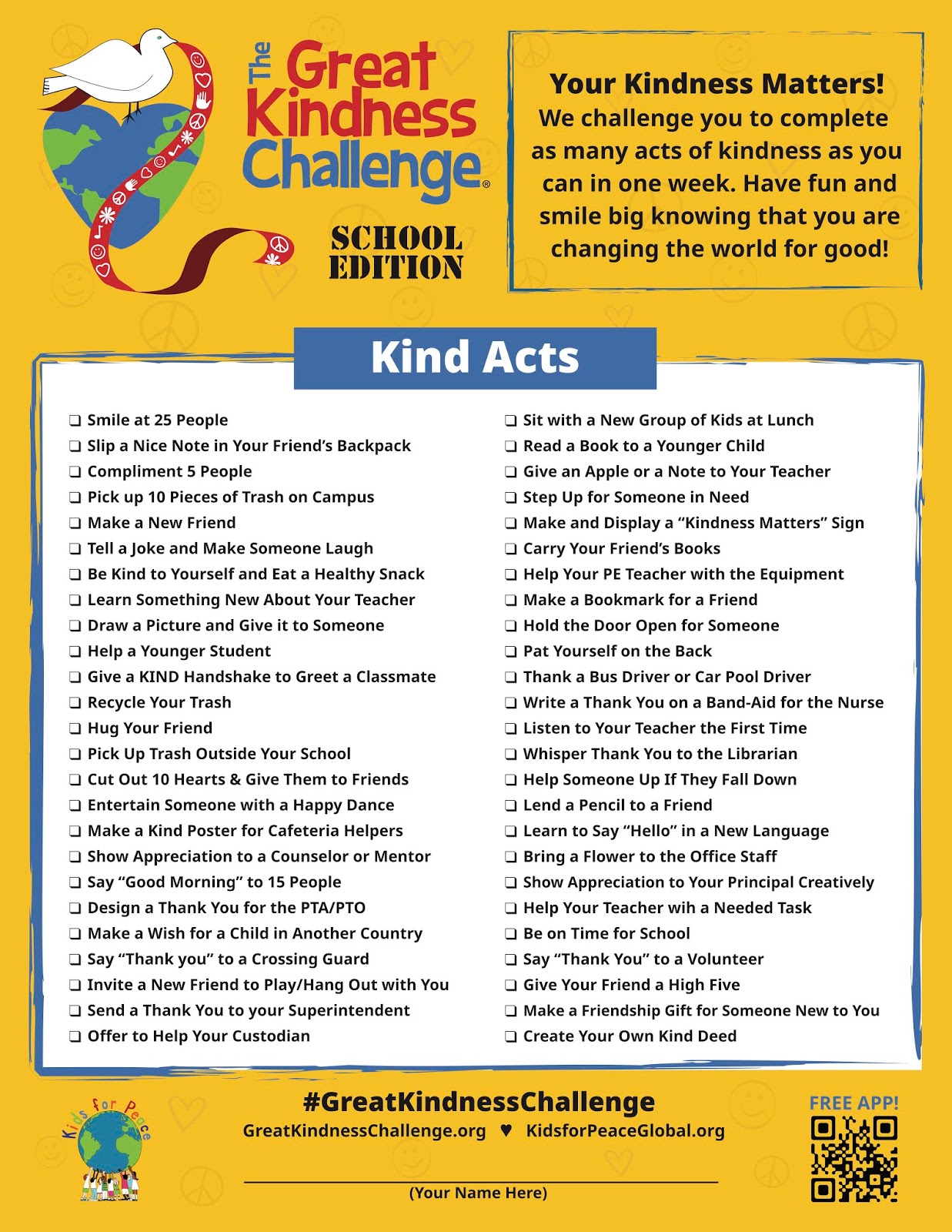 Mitchell School Counseling: The 2020 Great Kindness Challenge is here!