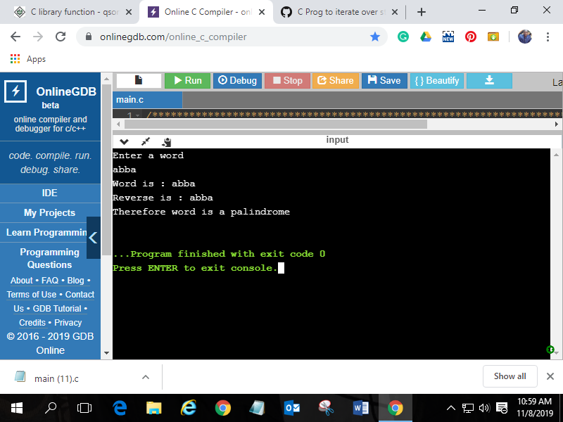 C Program To Check If A String Is A Palindrome