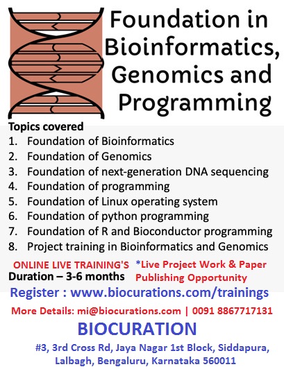 Foundation Bioinformatics | Genomics Programming | 3- 6 Months Online ...
