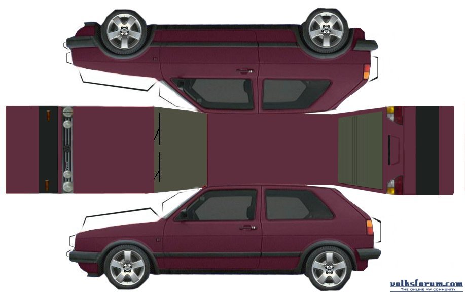 SP. Papel Modelismo: PaperCraft 1990 Volkswagen Golf GTI Europeu