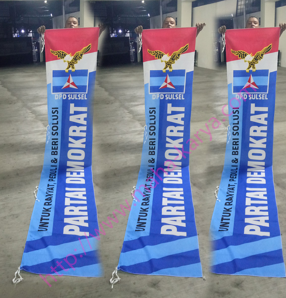 ATRIBUT PARTAI DEMOKRAT SENEN Maha Karya Advertising | Kaos Partai ...