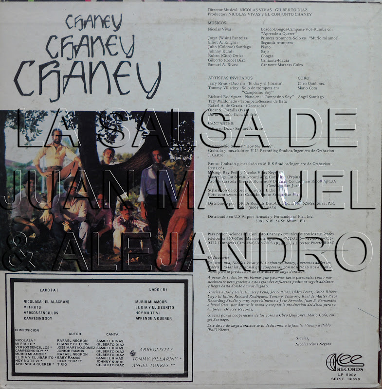 LA SALSA DE JUAN MANUEL Y ALEJANDRO ® : CONJUNTO CHANEY AÑO 1980 ...
