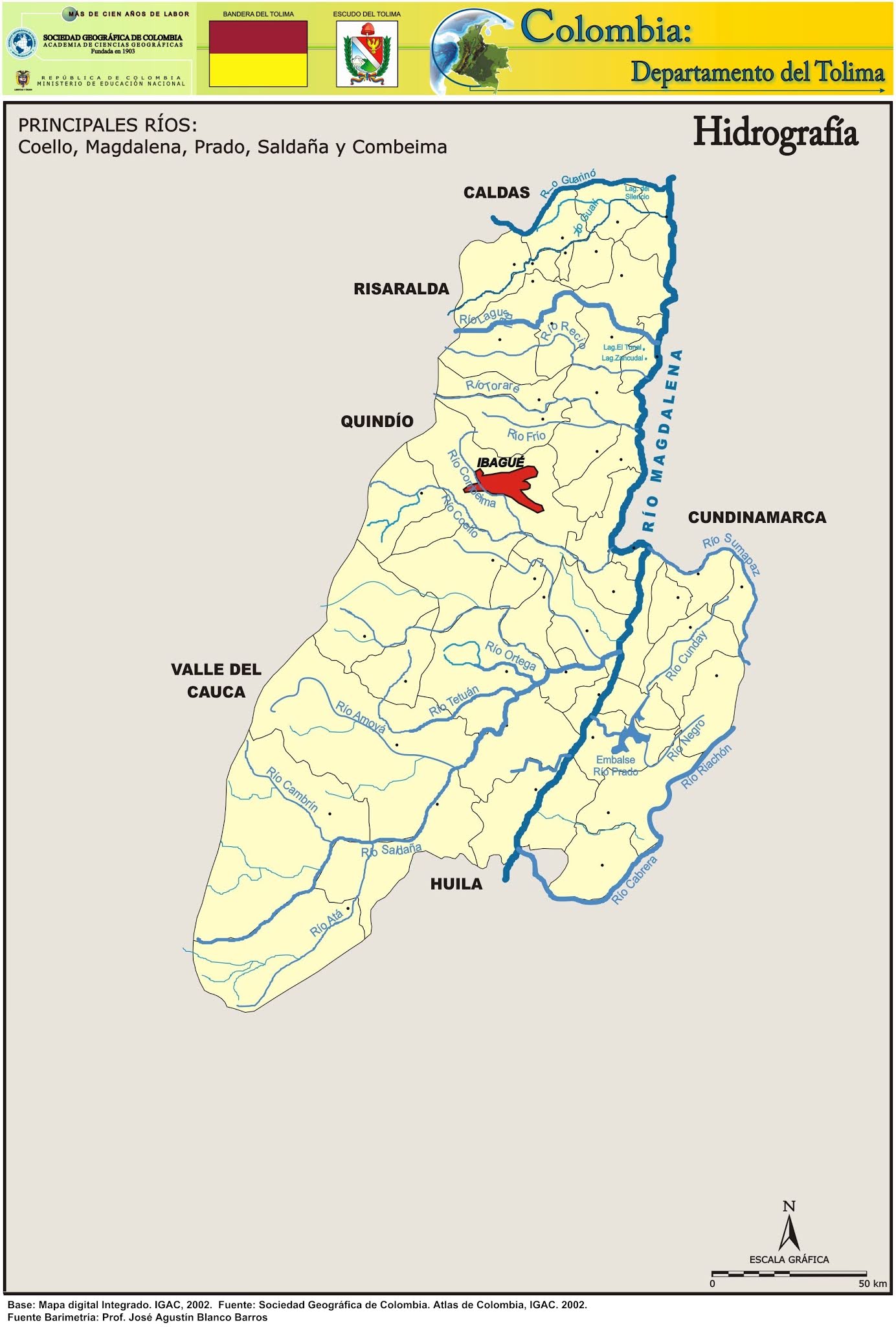 Ubicación geográfica del departamento del Tolima.