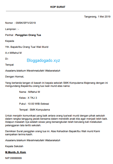 Surat Panggilan Orang Tua 1 - Riset Surat Panggilan Orang Tua 1 - Riset