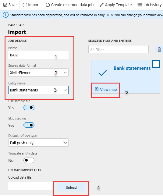 Import bank statement using BAI2 format in D365