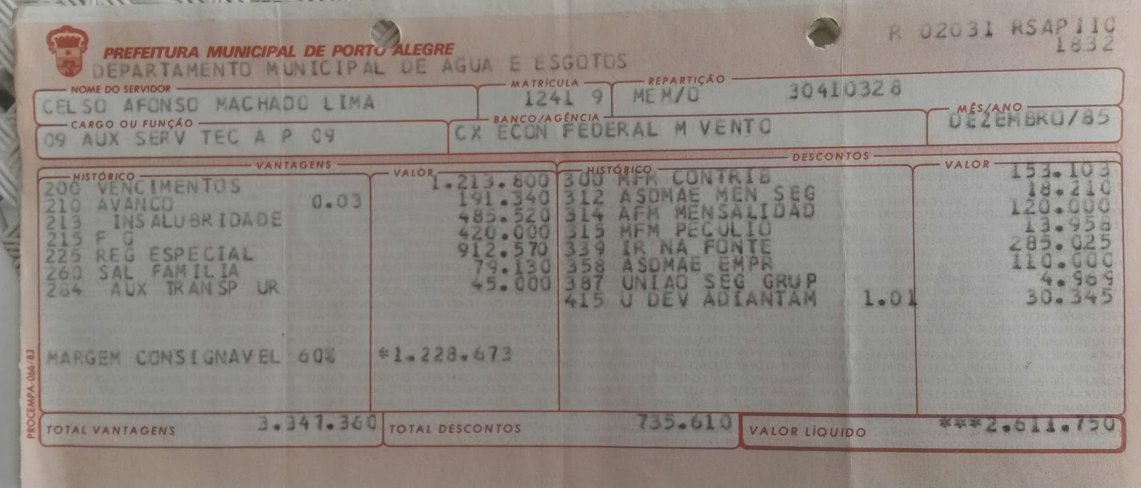 DIÁRIO DE UM APOSENTANDO: O ÚLTIMO CONTRACHEQUE EM PAPEL