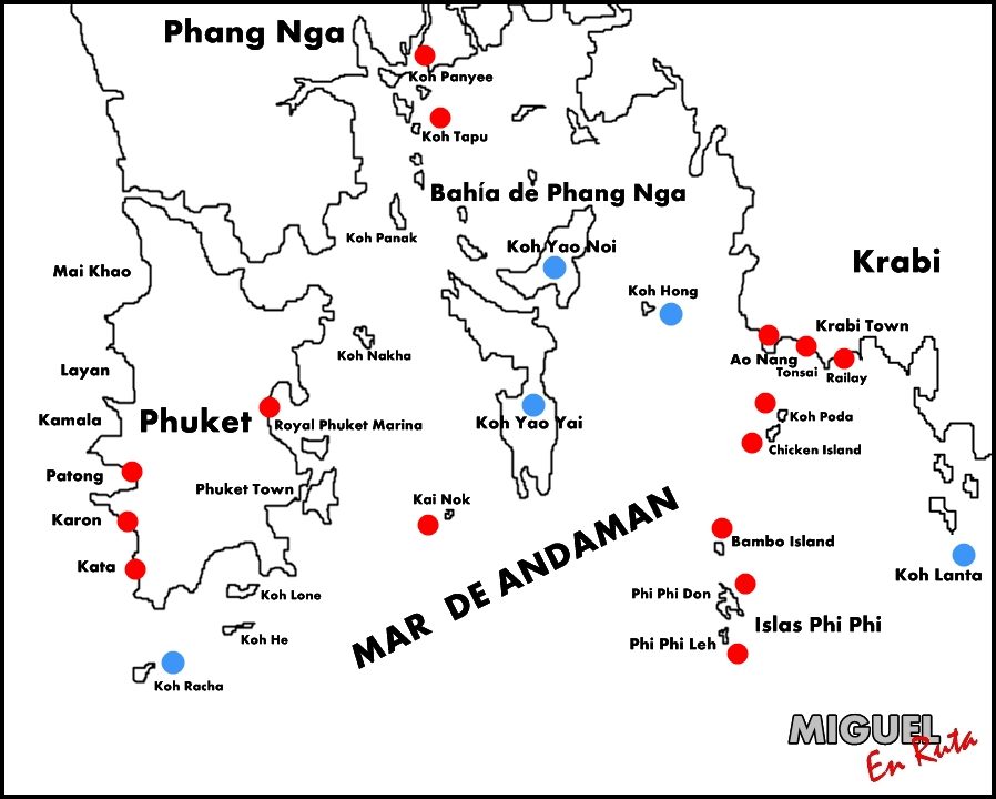 Mapas para recorrer Tailandia y sus lugares de interés