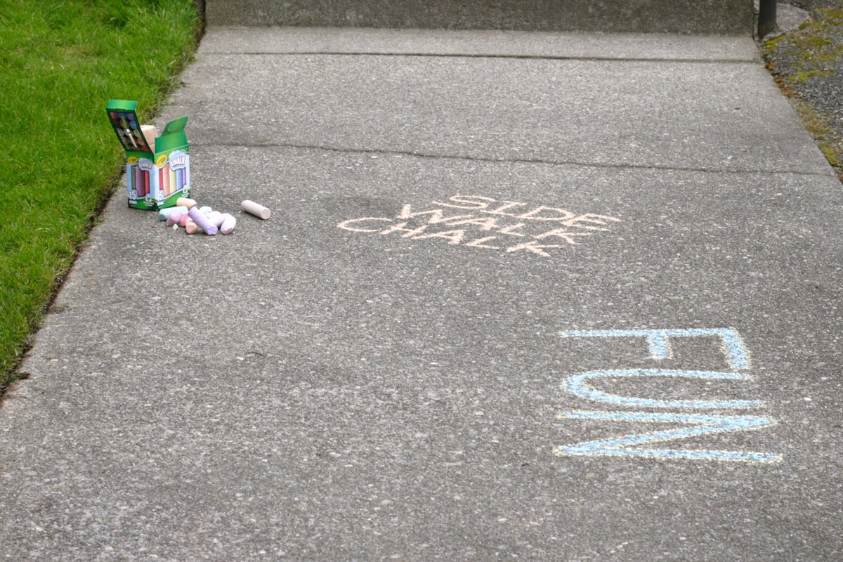 "We do it the Hard Way": sidewalk chalk layout