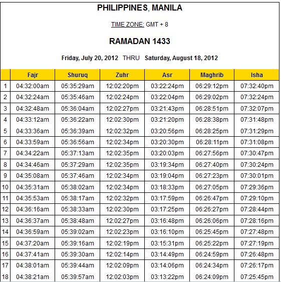 Ramadan 2012 to start on July 20 in the Philippines | Ramadan 2012 PH ...
