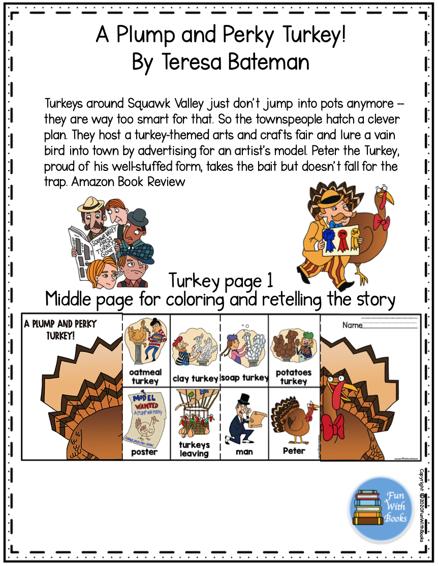 A PLUMP AND PERKY TURKEY! BOOK CRAFT ~ Book Units by Lynn