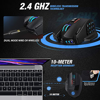 UtechSmart Venus Pro RGB Wireless MMO Gaming Mouse, 16,000 DPI Optical ...