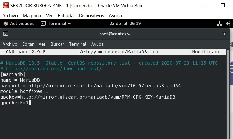 Instalación y Configuración de MariaDB CentOS 8