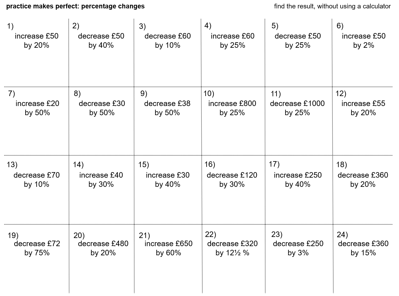 MEDIAN Don Steward mathematics teaching: percentages practice makes perfect