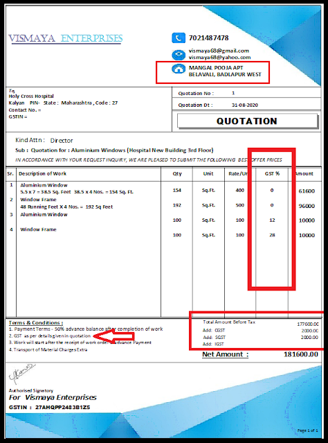 Quotation Designs Made from Software ~ Billing Software Guru