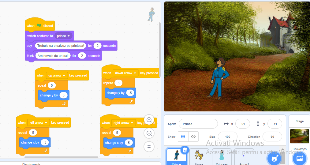 Cercul de informatica: Poveste in Scratch