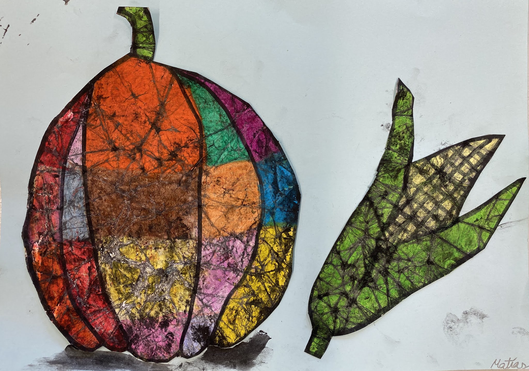 Art Room Britt: Mixed Media Batik Autumn Vegetable Patch