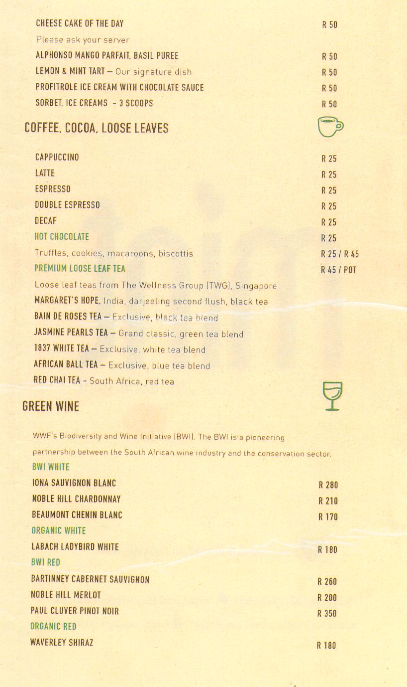 .: Mint at the Taj a la carte Menu