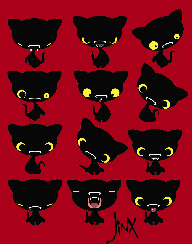 life on the dark side: The many faces of Jinx the cat...