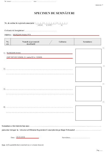 PFA 2016: Specimen de semnături