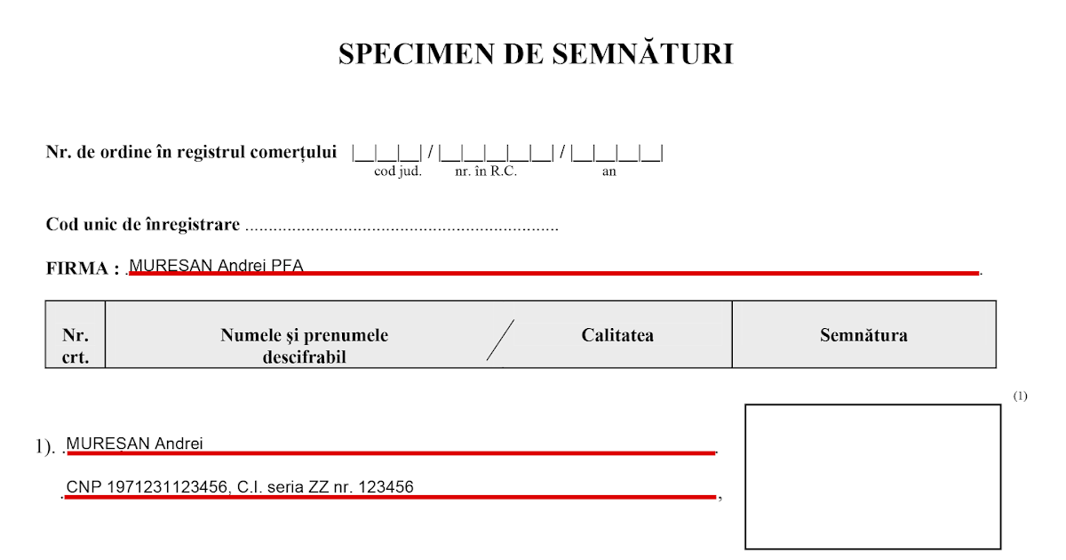 PFA 2016: Specimen de semnături