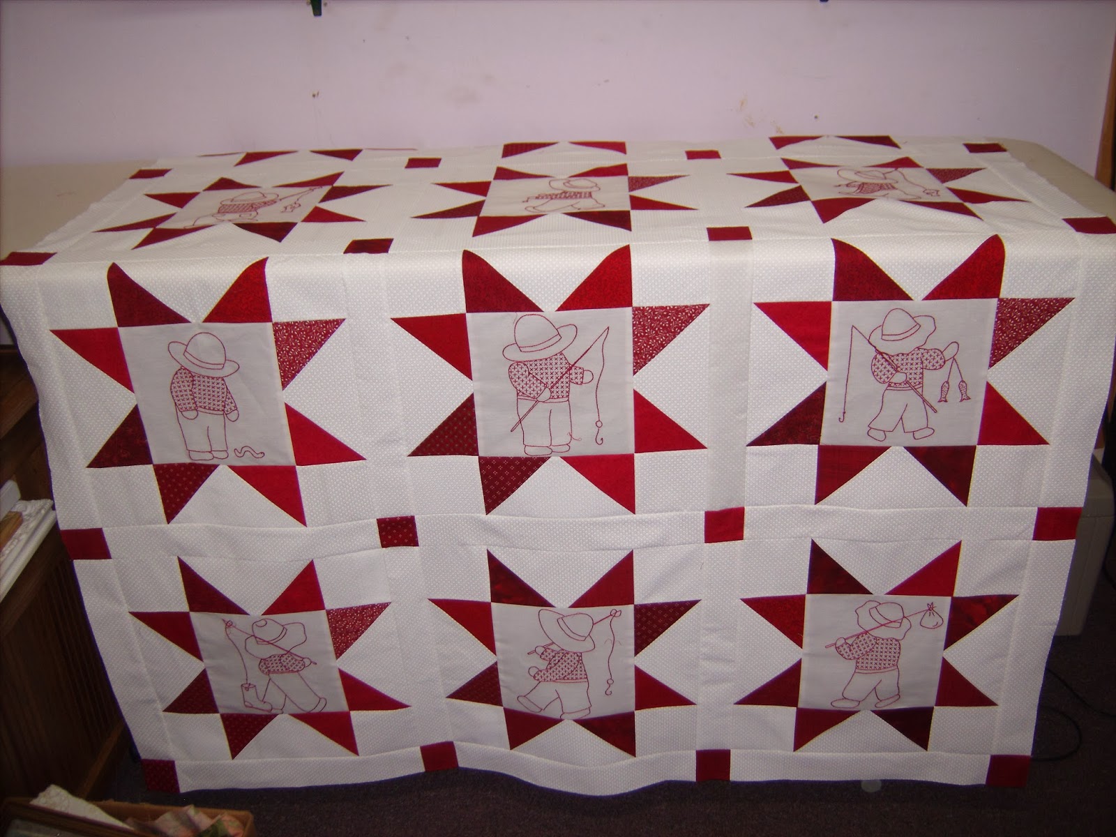 Shawkl Designs: Redwork Quilt Top Progress