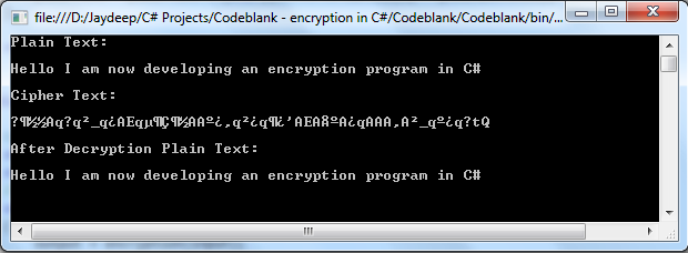 Jaydip Trivedi: String encryption and decryption in C# console application
