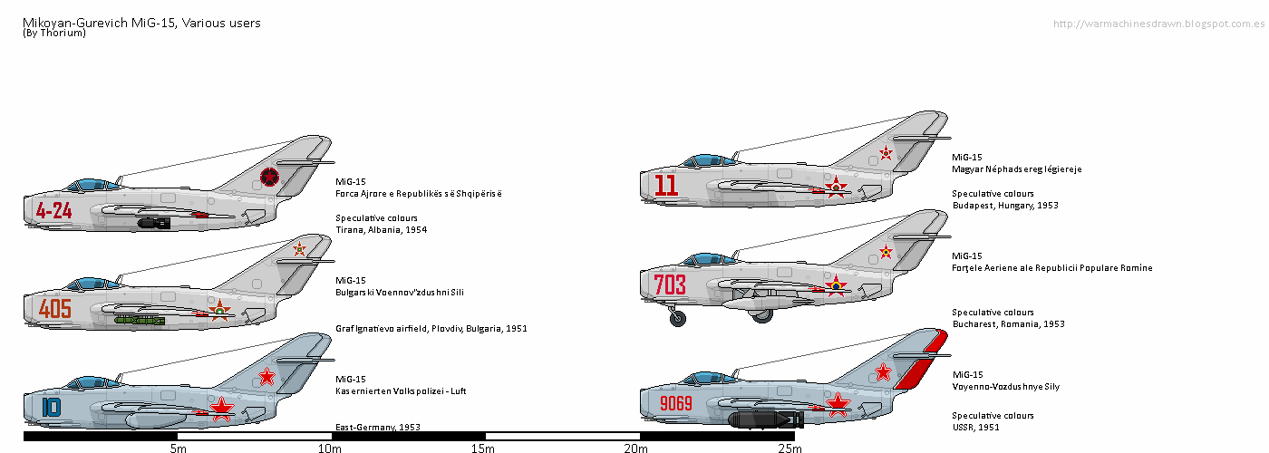 War Machines Drawn: Mikoyan-Gurevich MiG-15, Various European users