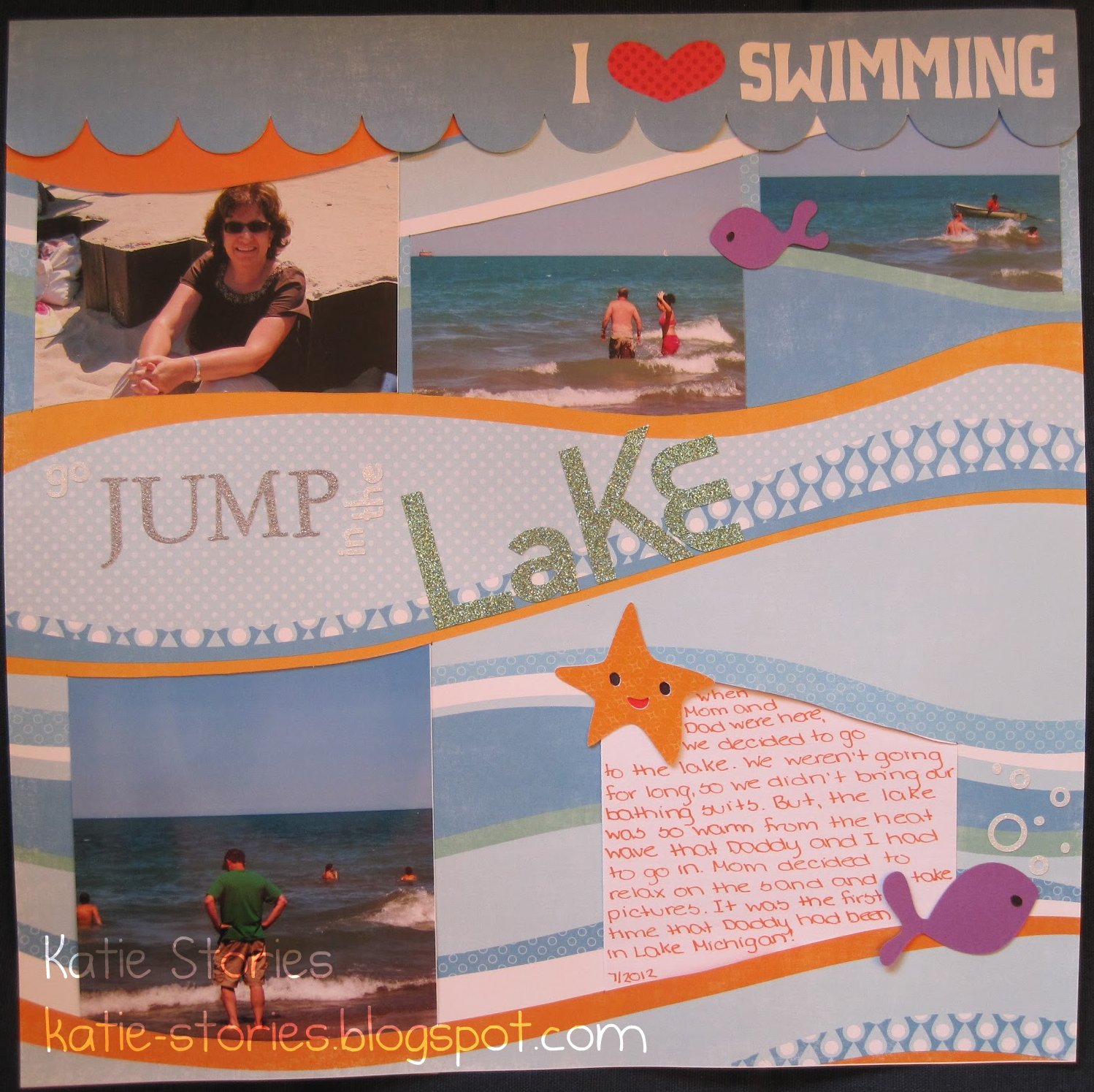 Katie Stories {Scrapbook + Crafting Blog}: Go Jump in the Lake Layout