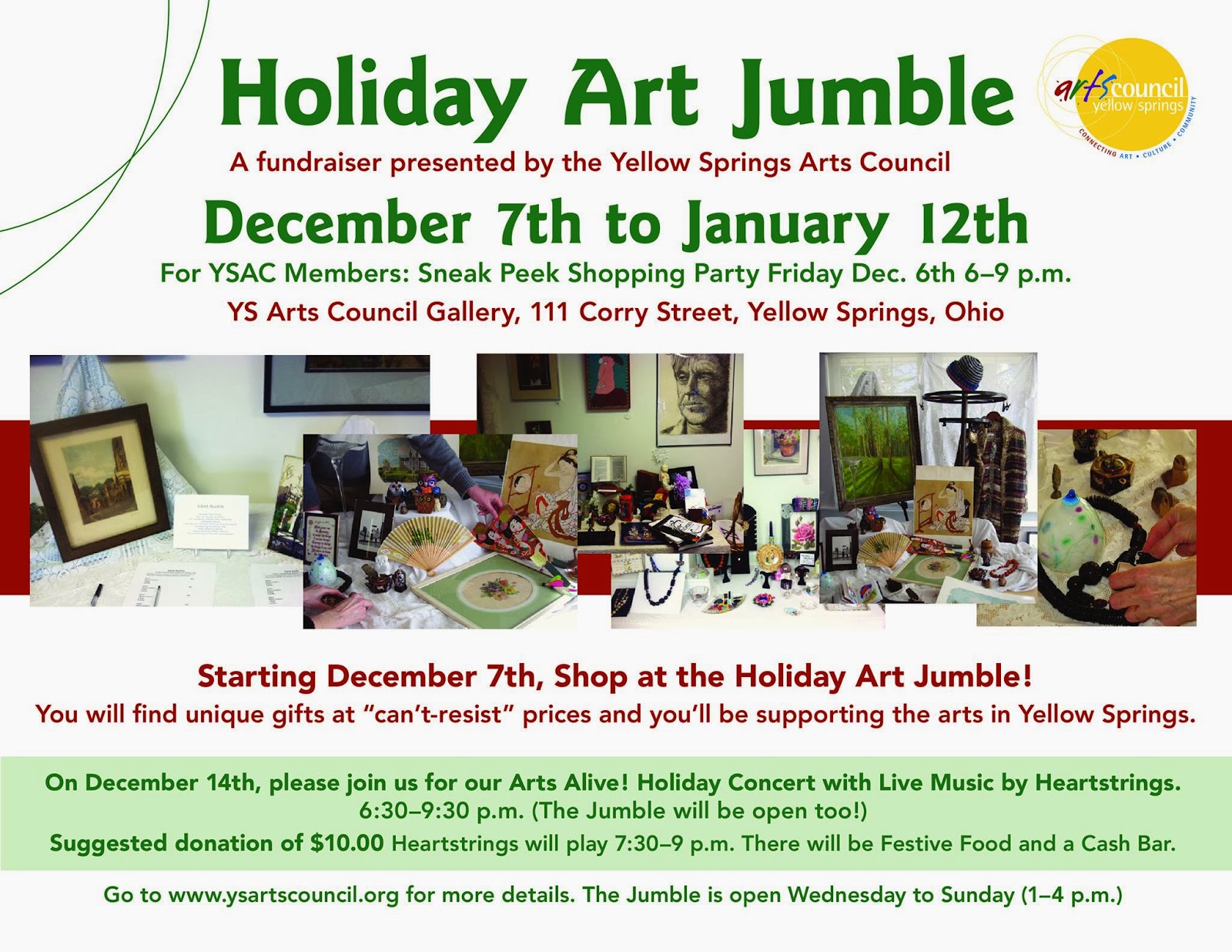 Yellow Springs Arts: FANTASTIC ART JUMBLE Sale and WIndow Display