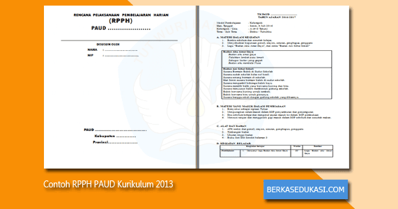 Contoh RPPH PAUD Kurikulum 2013 Tahun 2019-2020 - SIAP UJIAN