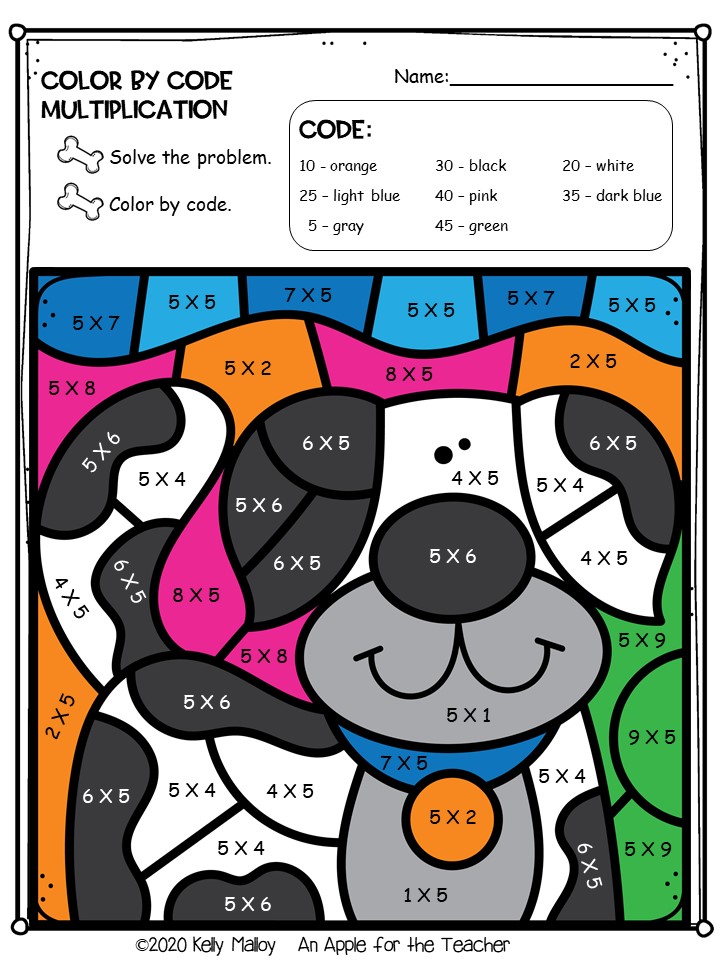 An Apple For The Teacher: Pets Color By Number Worksheets