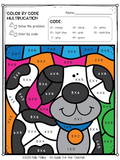 An Apple For The Teacher: Pets Color By Number Worksheets