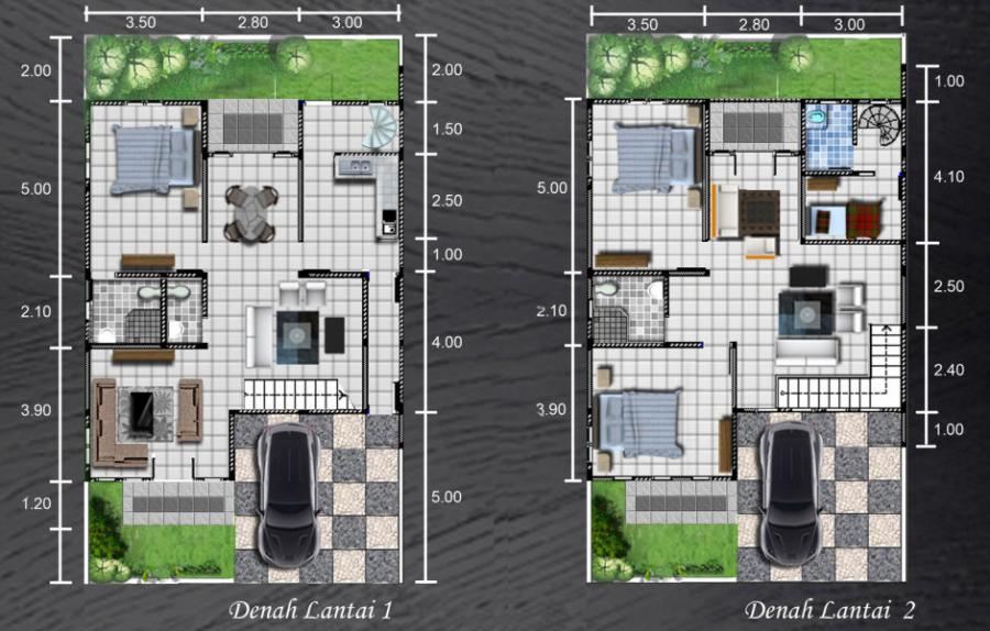 30+ Denah Rumah 2 Lantai untuk Rumah Mungil - Rumahku Unik