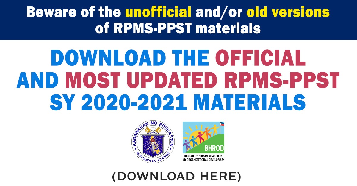 Official and Most Updated RPMS-PPST SY 2020-2021 Materials - Teachers Click